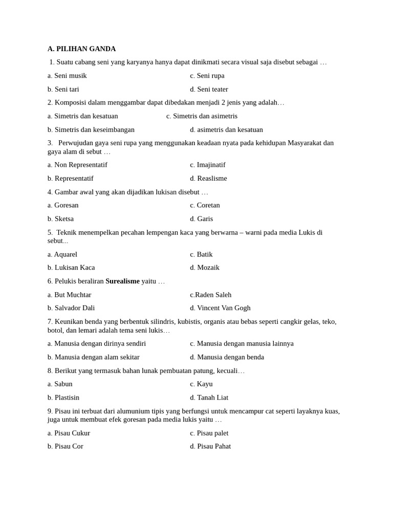 SOAL PSAS SBK KELAS IX | PDF