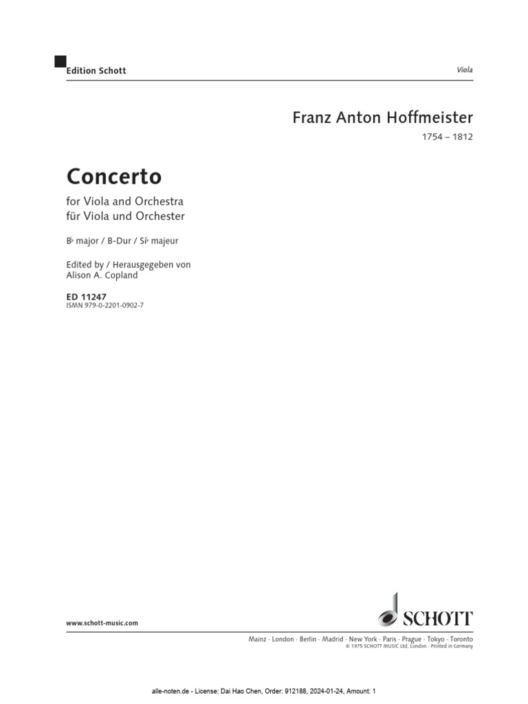 Hoffmeister Bflat Viola Concerto | PDF | Orchestras | Music Organizations