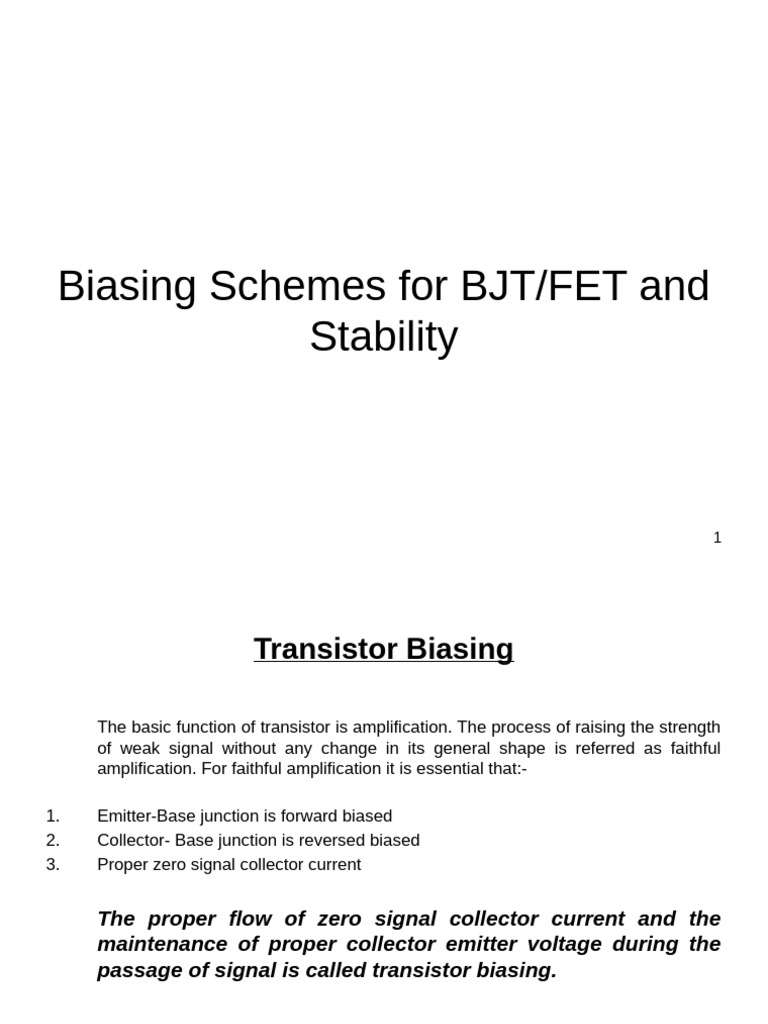 BJT/FET Biasing Schemes Explained | PDF | Bipolar Junction Transistor ...