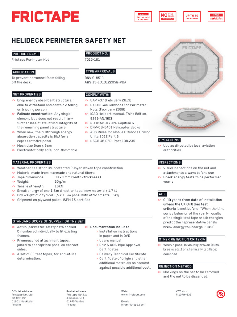 Frictape Perimeter Safety Nets Datasheet | PDF | Materials