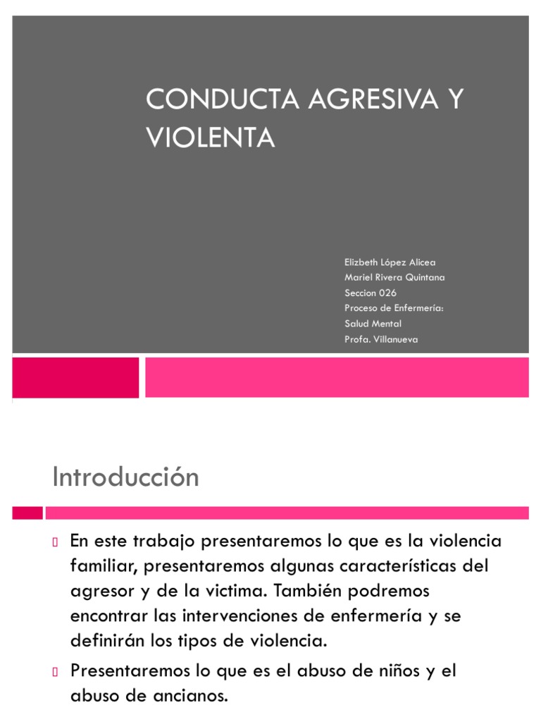 Conducta Agresiva y Violenta | PDF | Violencia | Abuso infantil