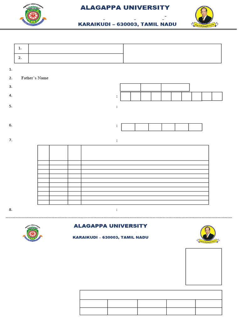 Alagappa University Exam Application Form | PDF | Cheque