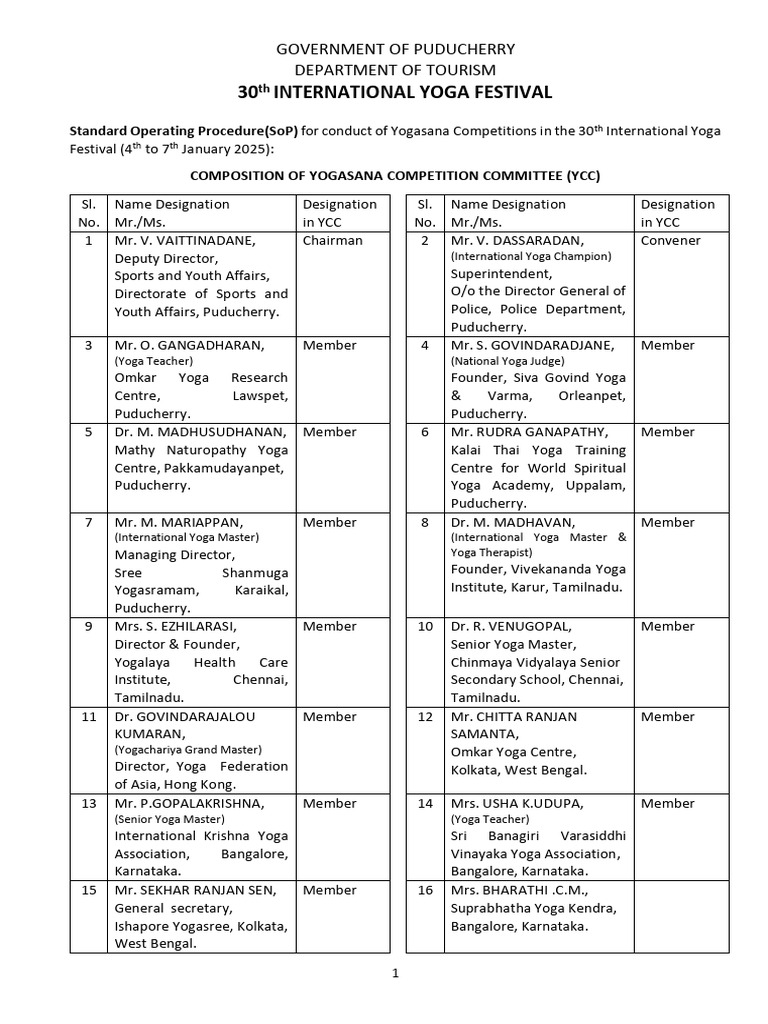 SoP For 30th International Yoga Fest 2025 | PDF | Asana | Yoga