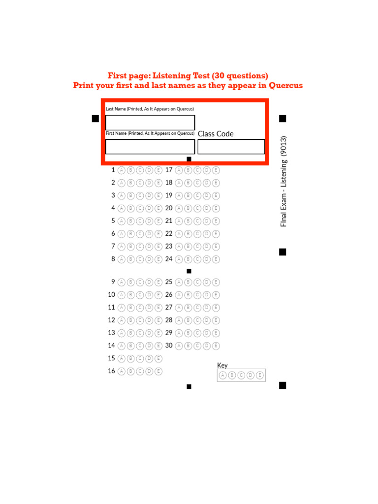 Final Test Multiple Choice Form Annotated | PDF | Tests | Educational ...