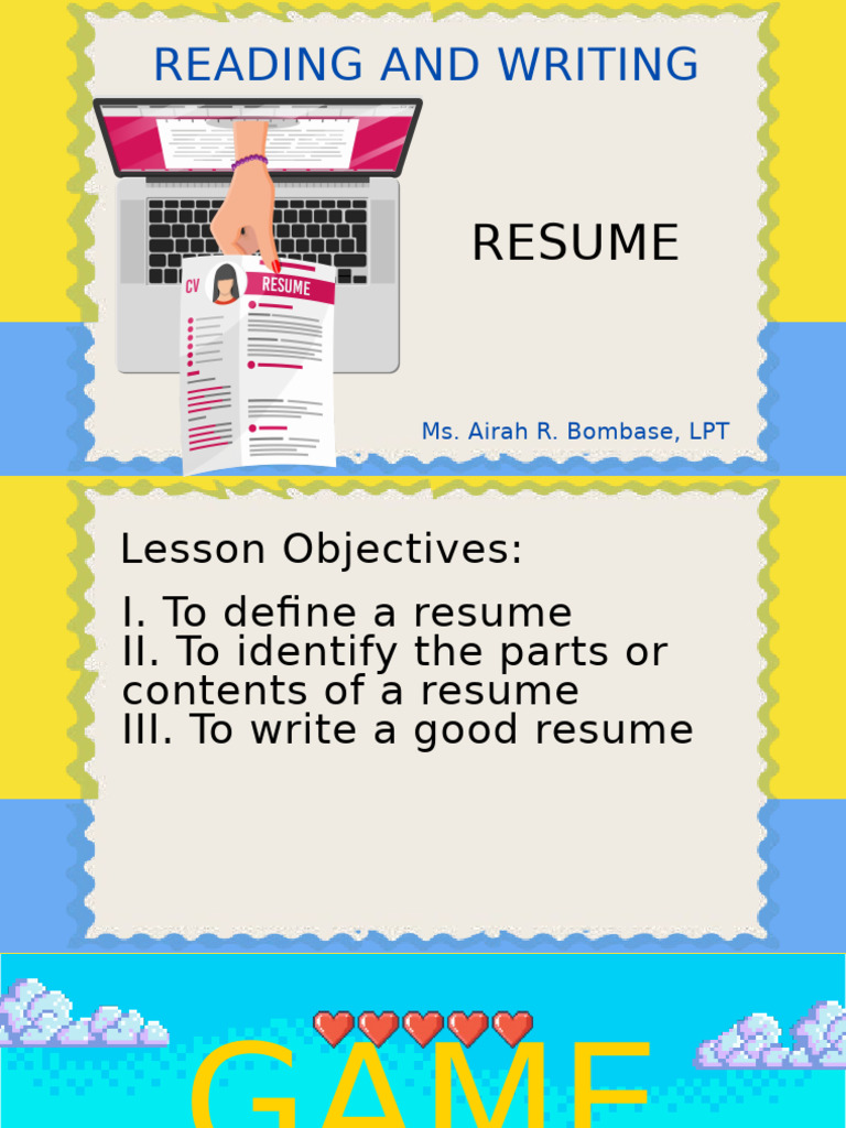 Demo Teaching PPT - Grade 11 Resume | PDF | Résumé