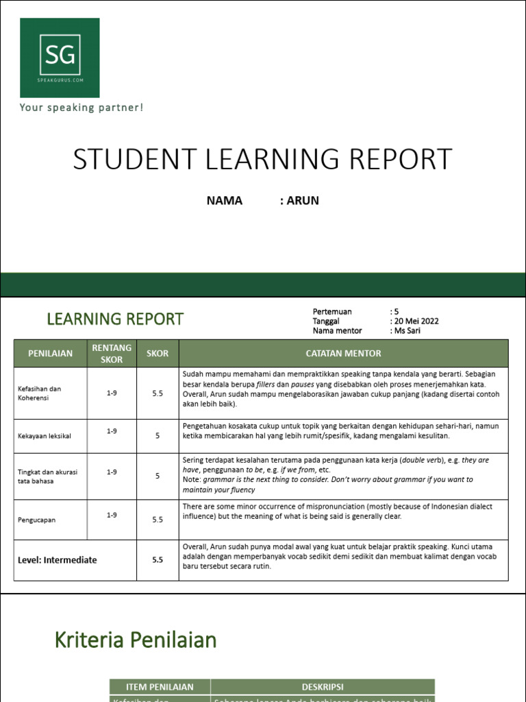 SG-Student Learning Report_Arun_5 | PDF