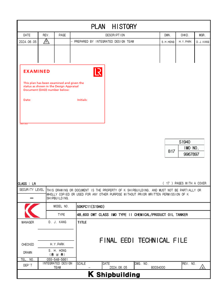 B17 B0034000 A Final EEDI Technical File S1940 | PDF | Propeller | Electric Generator