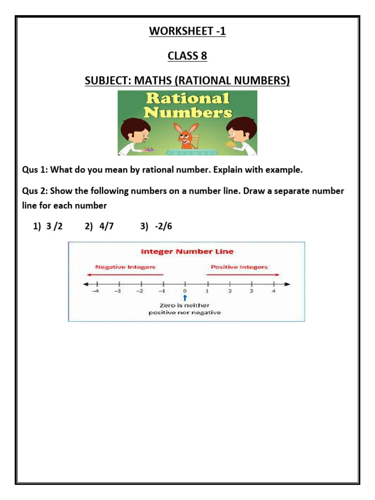 Class 8 Chap 1 Worksheet | PDF