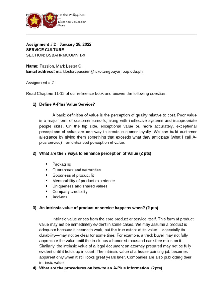 Passion Mark Lester C - Assignment#2 - (HRM 101) | PDF | Psychological Concepts | Business