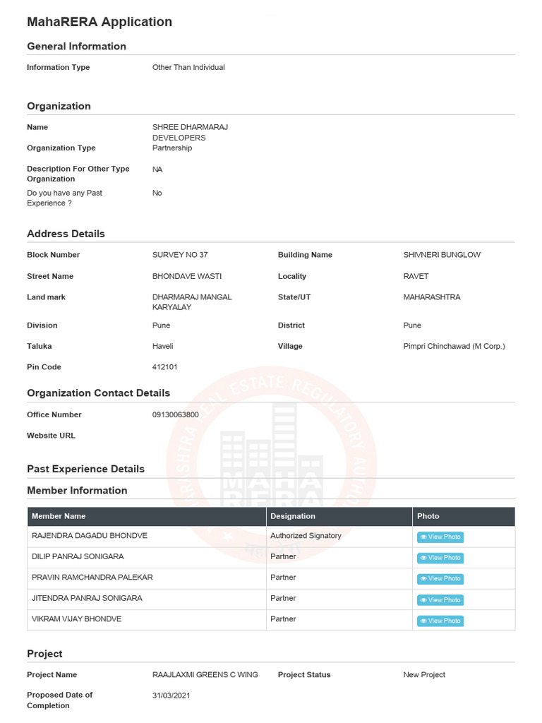 MahaRERA Project Application | PDF | Elevator | Sewage Treatment