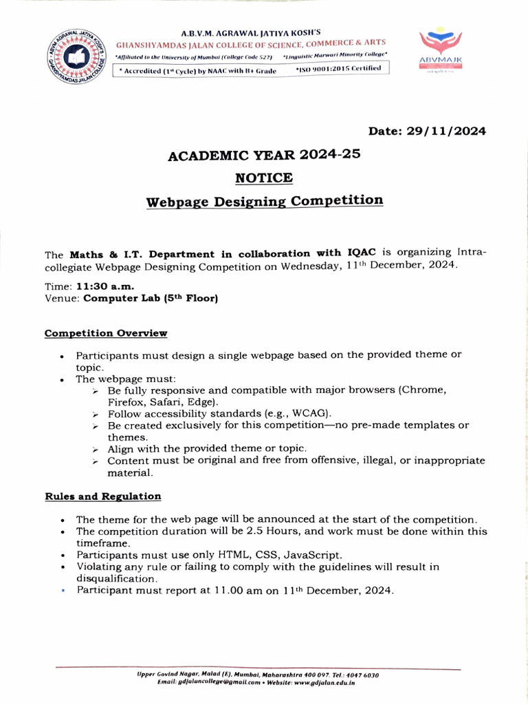 Webpage Designing Competition 2024 | PDF | Websites | Web Page