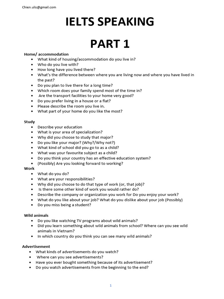 IELTS SPEAKING PART 1 | PDF | Clothing | Jewellery