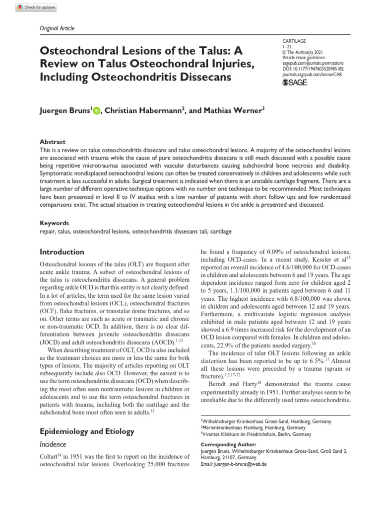 Osteochondral Injury | PDF | Medical Specialties | Clinical Medicine