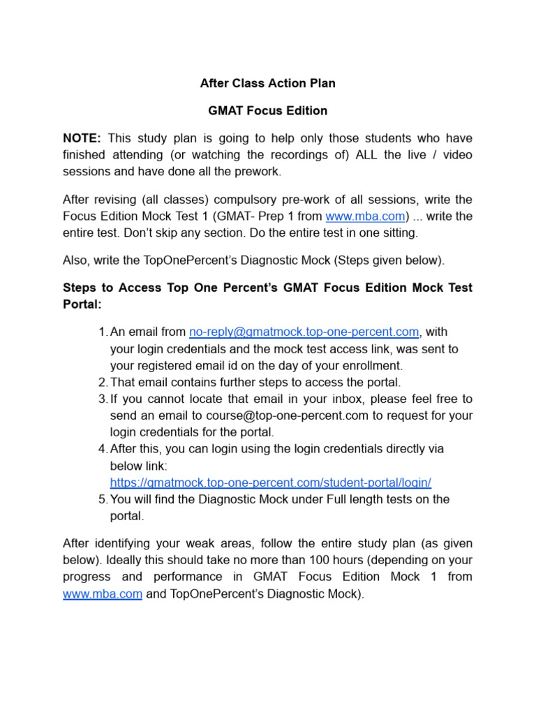 After Class Action Plan - Focus Edition | PDF