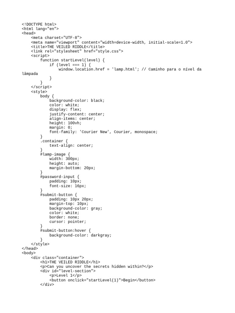 menu do meu enigma SCRIPT HTML | PDF