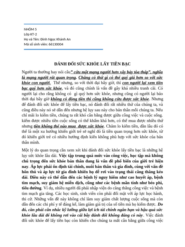 - tiểu luận TDPB | PDF