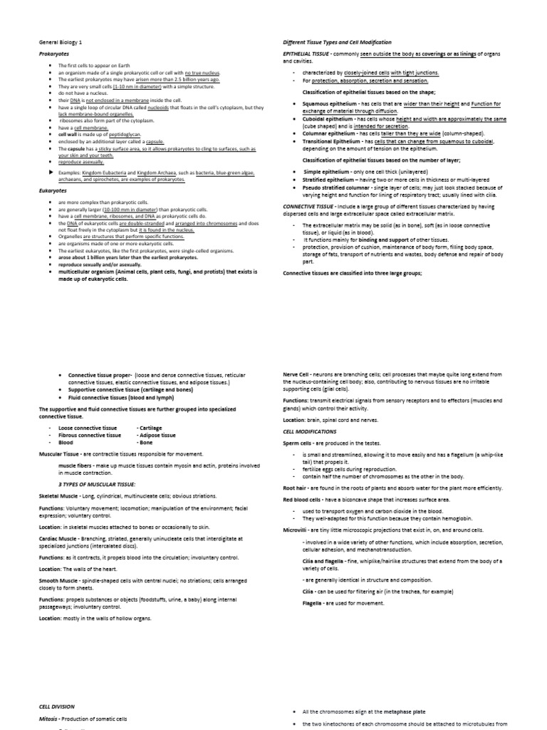 General Biology 1 | PDF | Mitosis | Epithelium