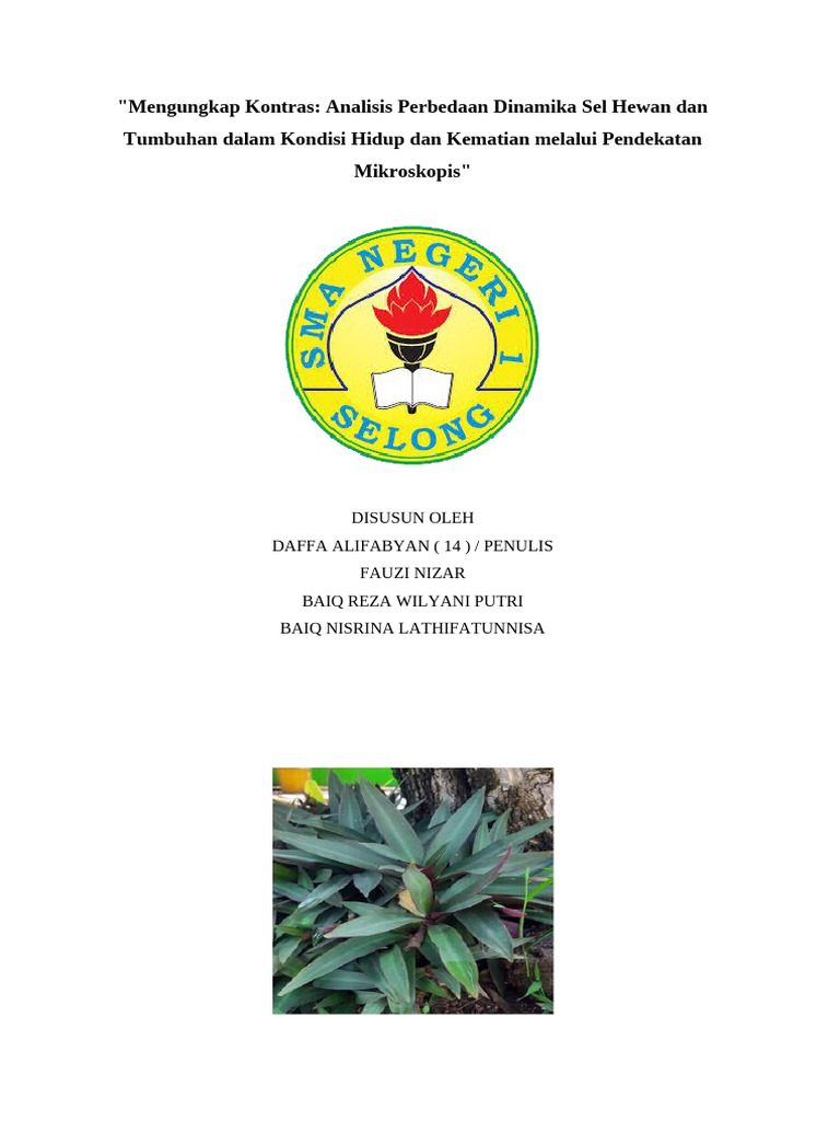Daffa Alif Laporan Penelitian Sel Pada Daun Adam Hawa | PDF