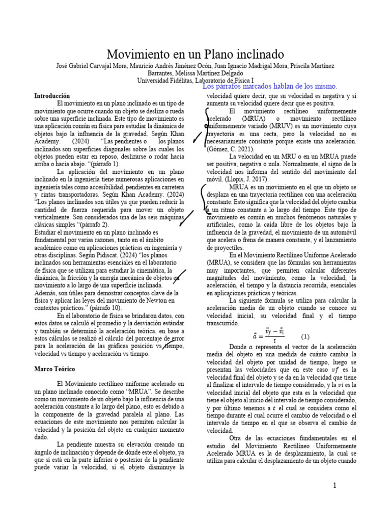 Revisado Grupo 03 - Annotated | PDF | Velocidad | Aceleración