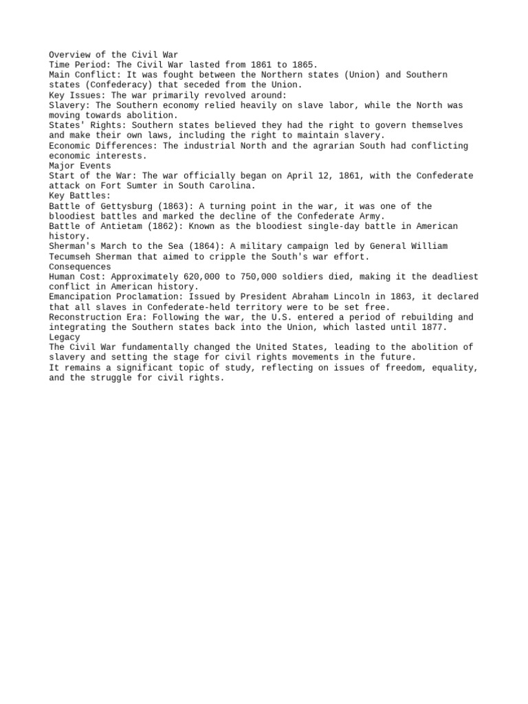 Overview of The Civil War | PDF