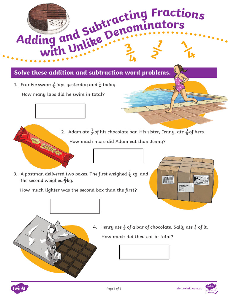 Adding-and-Subtracting-unlike Fractions | PDF