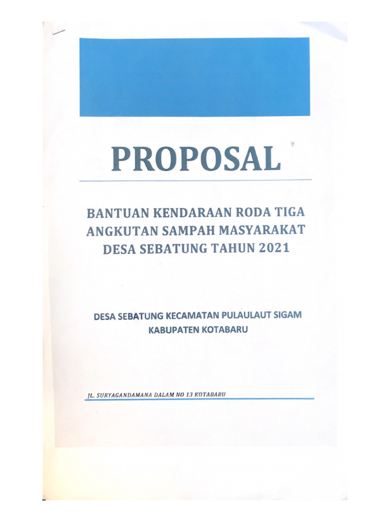 PROPOSAL Kendaraan Roda 3 | PDF