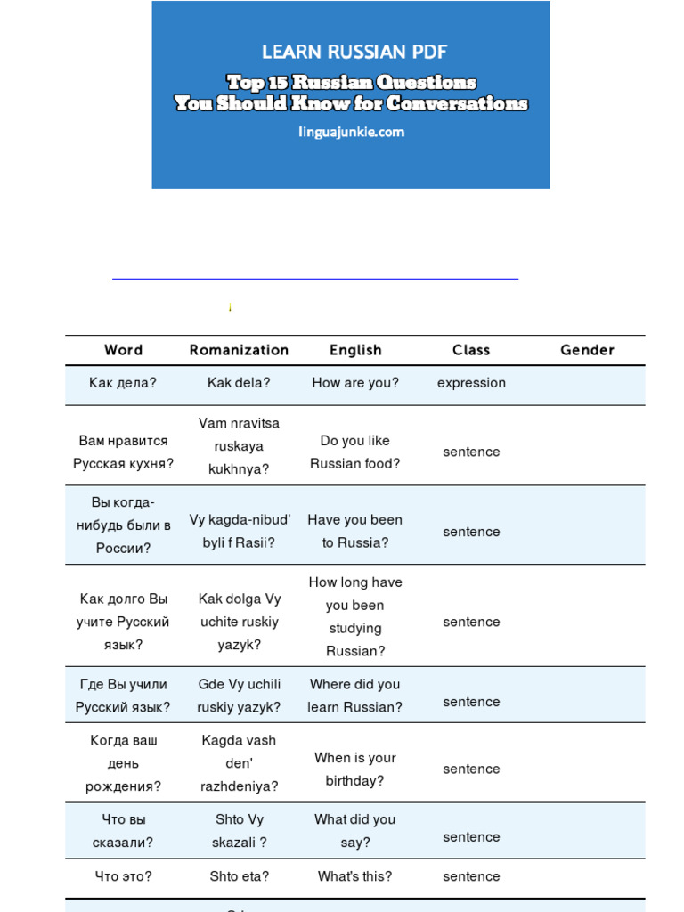 Russian Questions | PDF