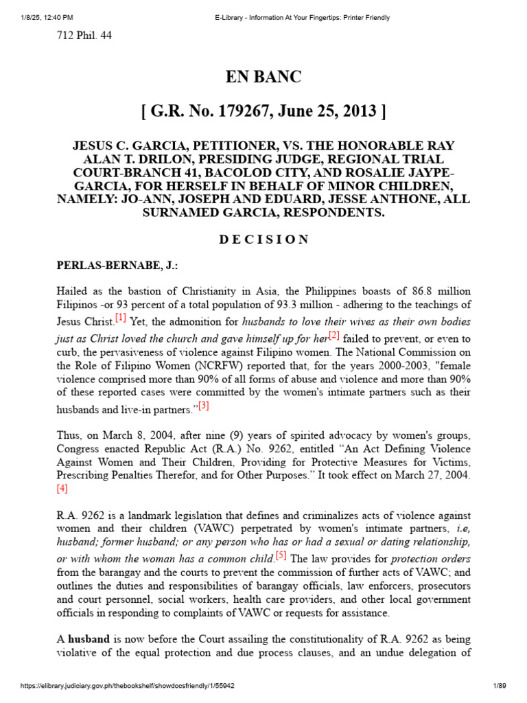 Garcia v. Drilon, GR No. 179267 | PDF | Injunction | Lawsuit