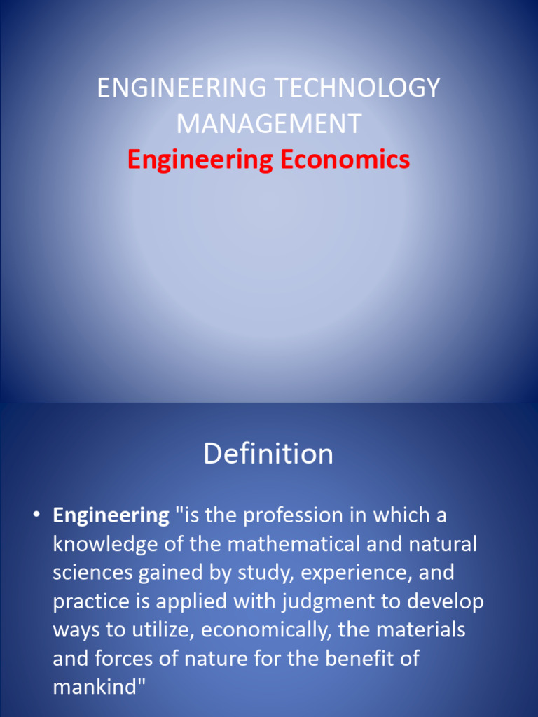 Engineering Economics Week 1 | PDF | Economics | Risk