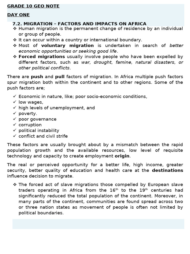g10 Geo Week 4 Note 4th q(1) | PDF | Sea | Human Migration