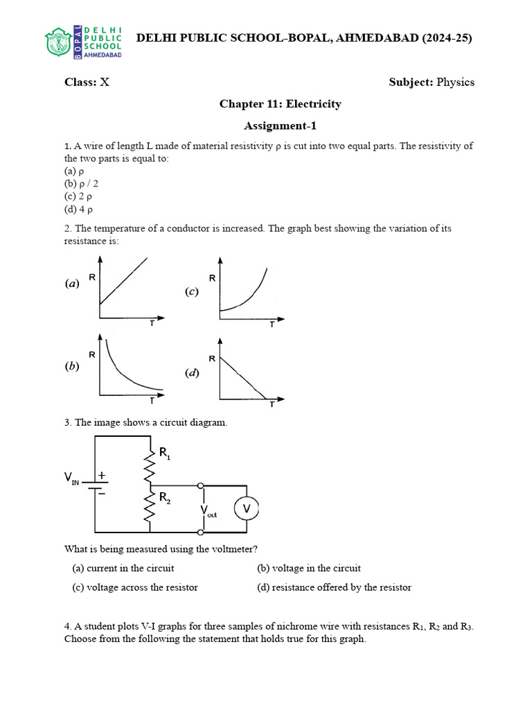Class X Physics Assignment on Electricity | PDF | Electrical Resistance ...