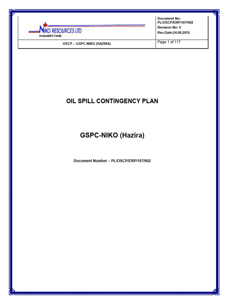 Revised & Approved Oil Spill Plan | PDF | Oil Spill | Coast