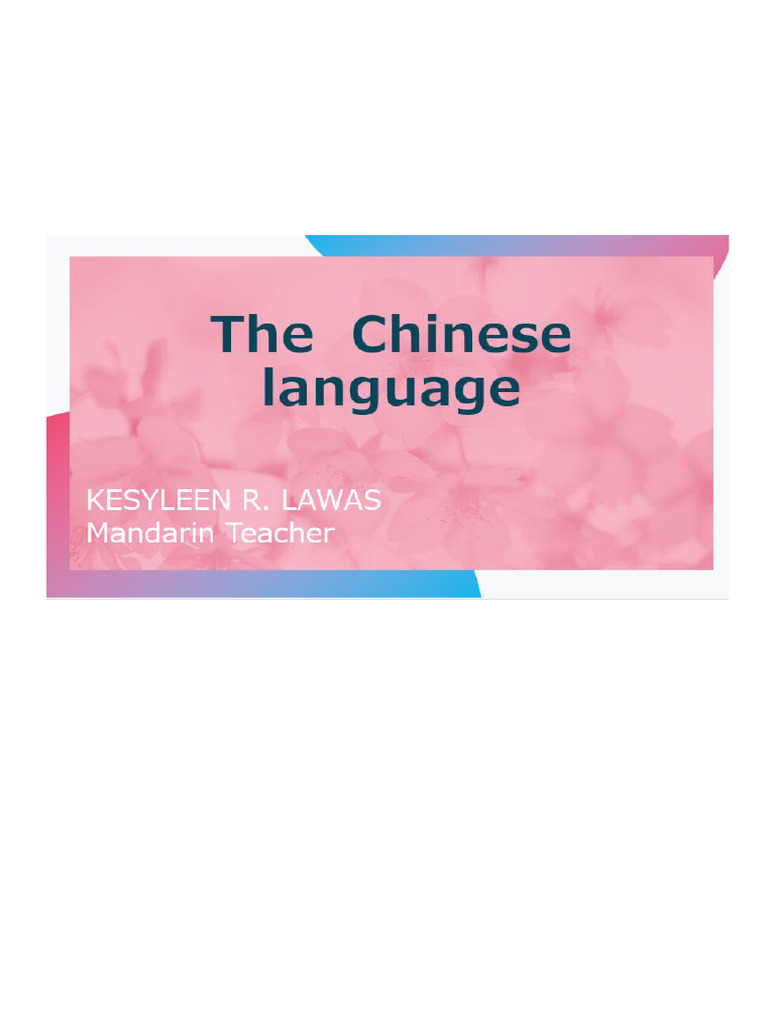 Introduction To Chinese Mandarin | PDF