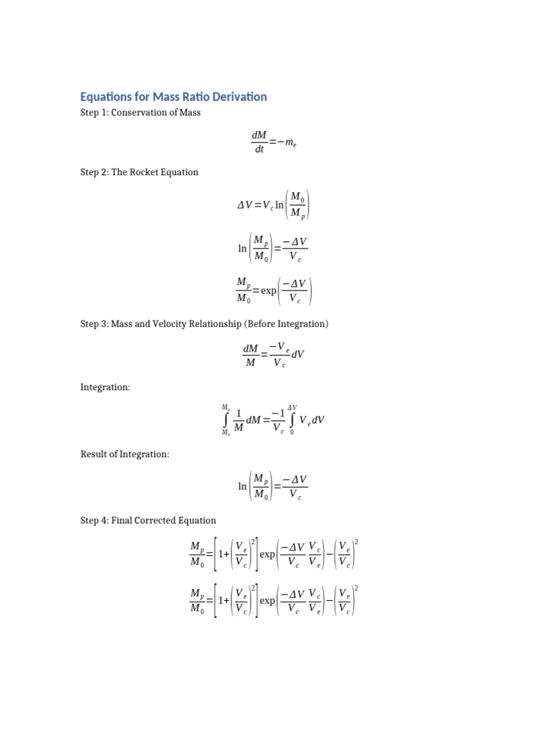 Mass Ratio Equations | PDF | Classical Mechanics | Aerospace Engineering
