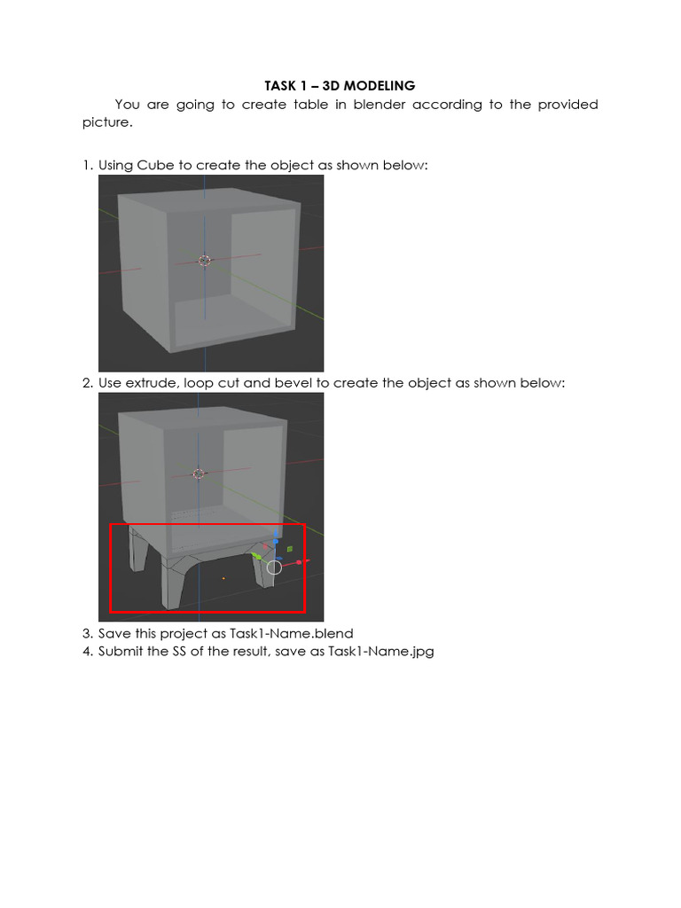 Blender 3D Table Modeling Guide | PDF