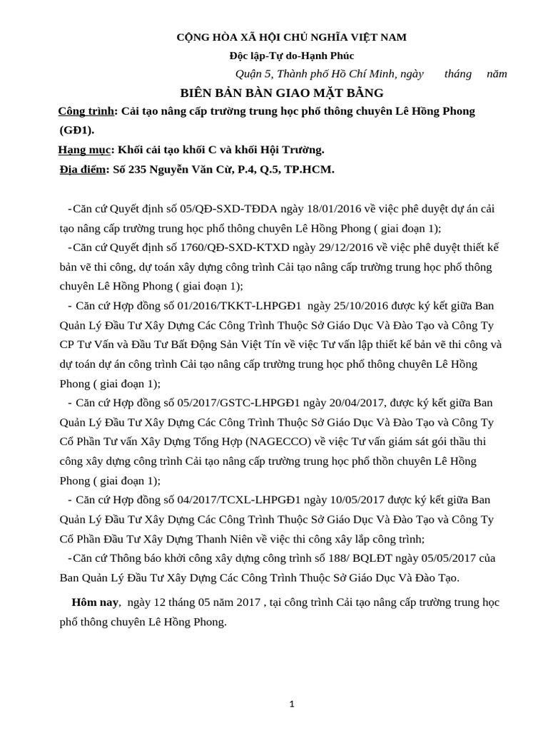 Bien Ban Ban Giao Cao Do, Tim Moc Gps Lhp - Copy | PDF