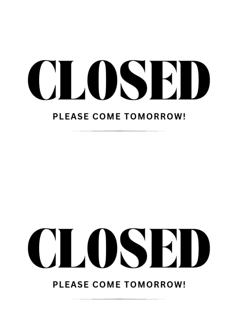 Black Closed Sign Landscape Poster PDF | PDF