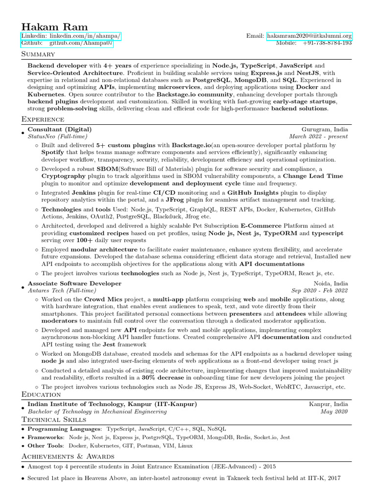 hakam_resume | PDF | Databases | Postgre Sql