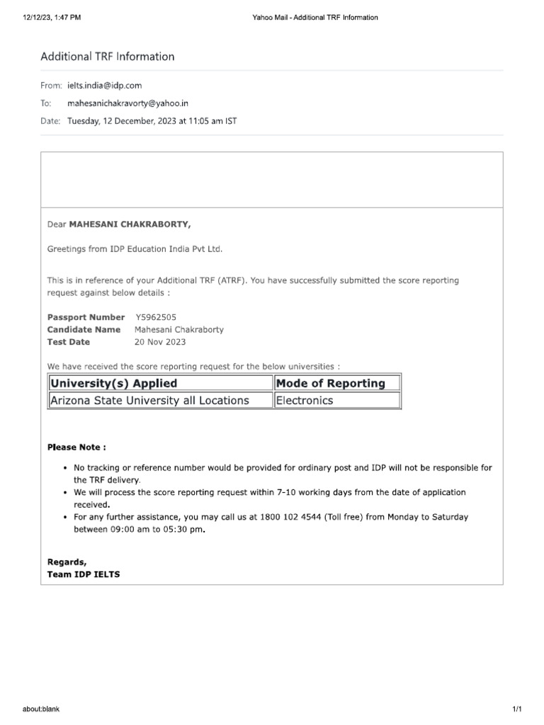 Idp Ielts Mail | PDF