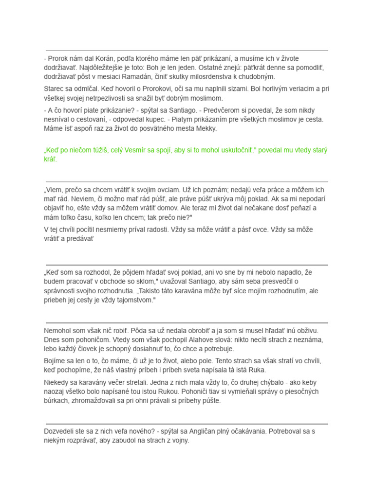 Alchymista - Paolo Coelho - poznamky | PDF