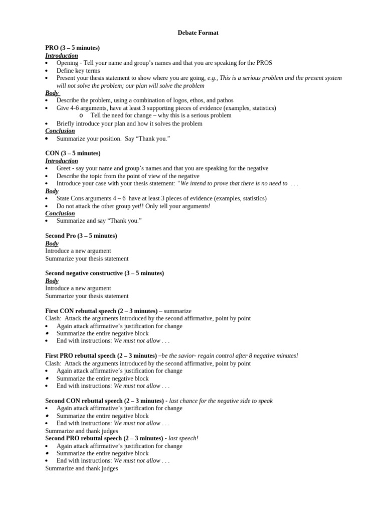 Effective Debate Format Guide | PDF