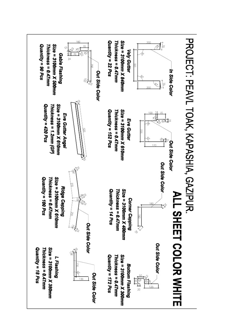 Gutter, Corner, Ridge Capping Drawing 05-01-25 | PDF