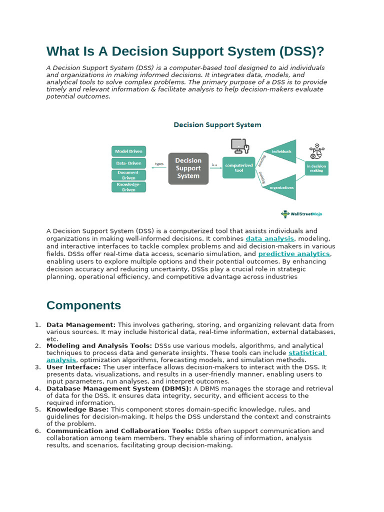 DSS | PDF | Decision Support System | Data Analysis