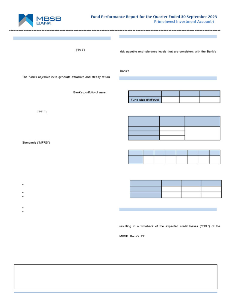 IA Fund Performance Report (FPR) 3Q2023 | PDF | Investing | Banks