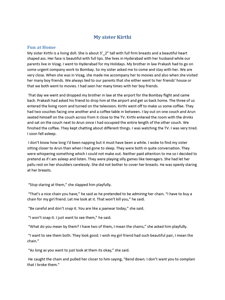 My Sister Kirthi | PDF | Tickling | Bra