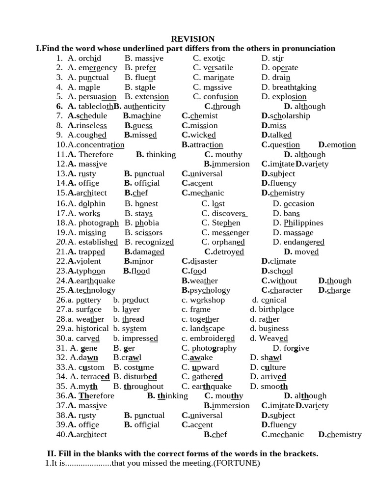 PRONUNCIATION+WORD FORM | PDF
