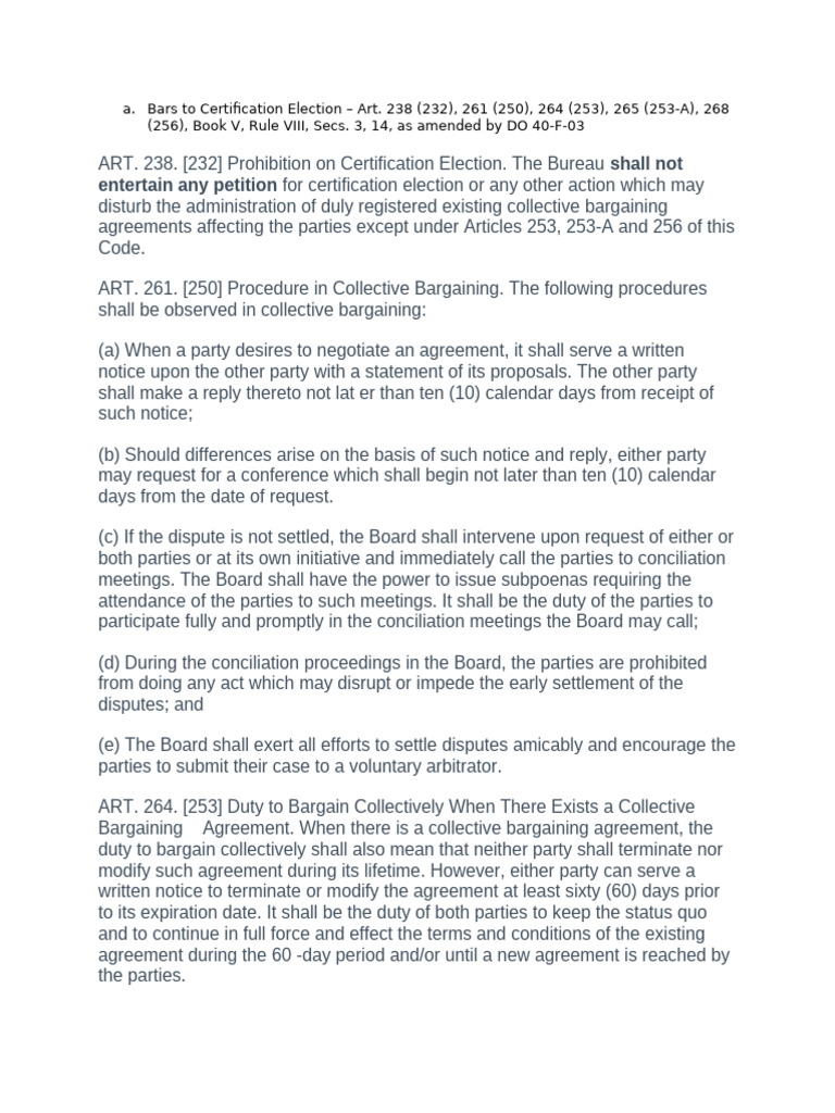 Bars to Certification Election - labor 10.17.2024 | PDF | Collective ...