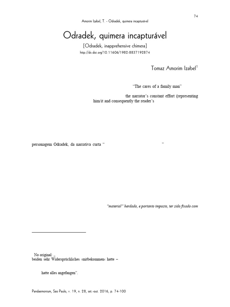 Odradek: Quimera Incapturável de Kafka | PDF | Franz Kafka | Gatos