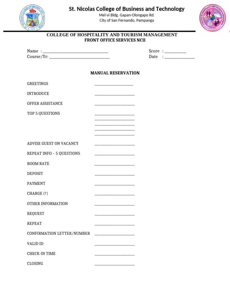 Demo 1 Manual Reservation | PDF