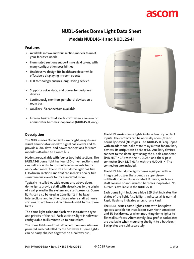 NUDL Series Dome Light Data Sheet Rev. 2 | PDF | Equipment | Electrical ...
